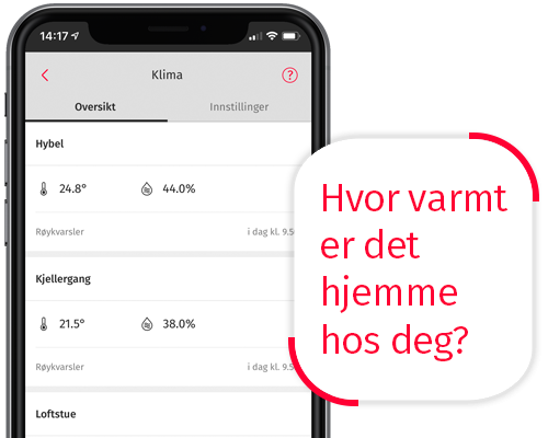 Klimasensor med fuktsensor og temperatursensor | Verisure